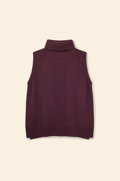 Women's Dawson Roll Neck Vest 100% Lambswool in Red Beaufort & Blake