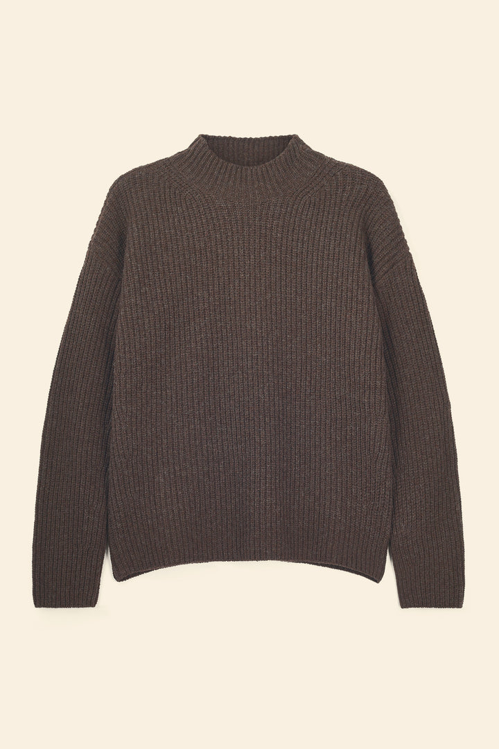 Women's Rosmead High Neck Jumper Wool Blendin Brown Beaufort & Blake