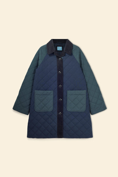 Women's Aubrey Quilted Coat Cotton Blend in Navy Beaufort & Blake