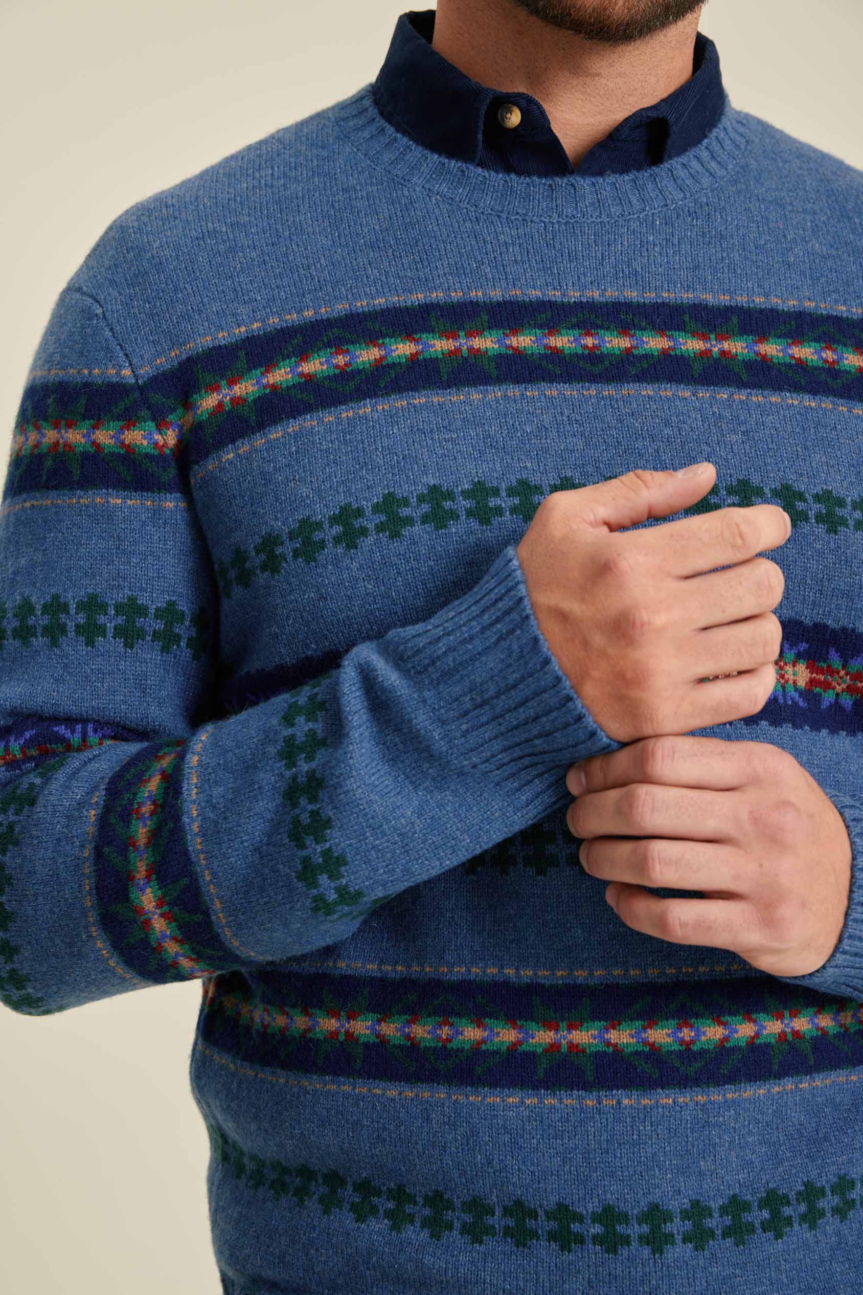 Men's Blythe Jumper Wool Blend in Blue Beaufort & Blake