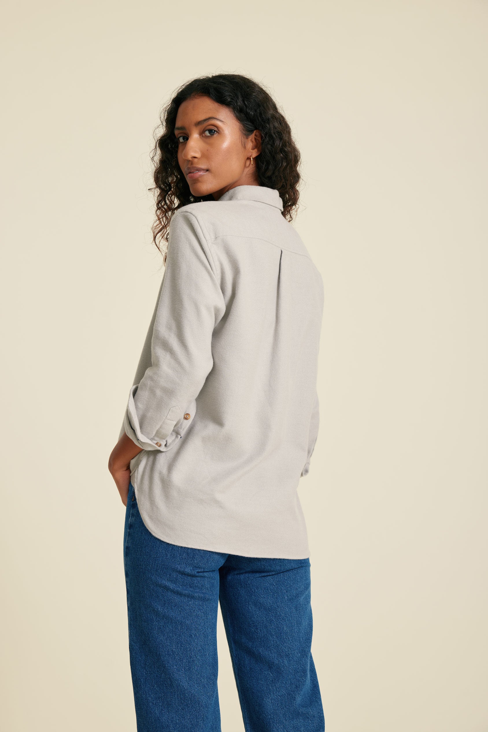 Women's Bibury Flannel Shirt 100% Cotton in Grey Beaufort & Blake