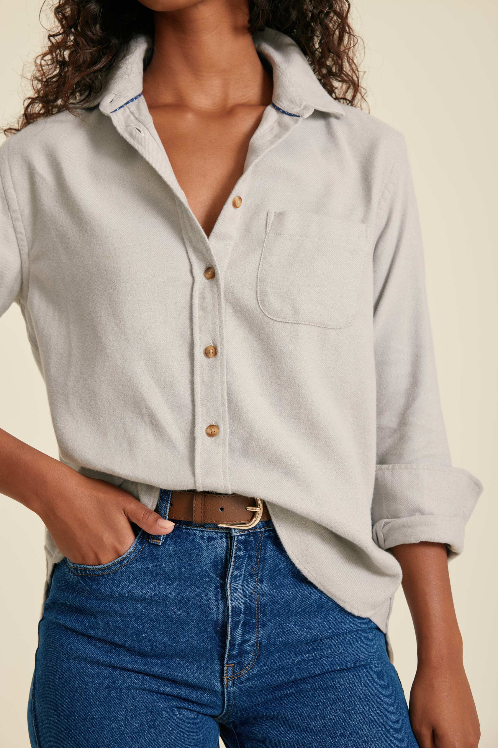 Women's Bibury Flannel Shirt 100% Cotton in Grey Beaufort & Blake