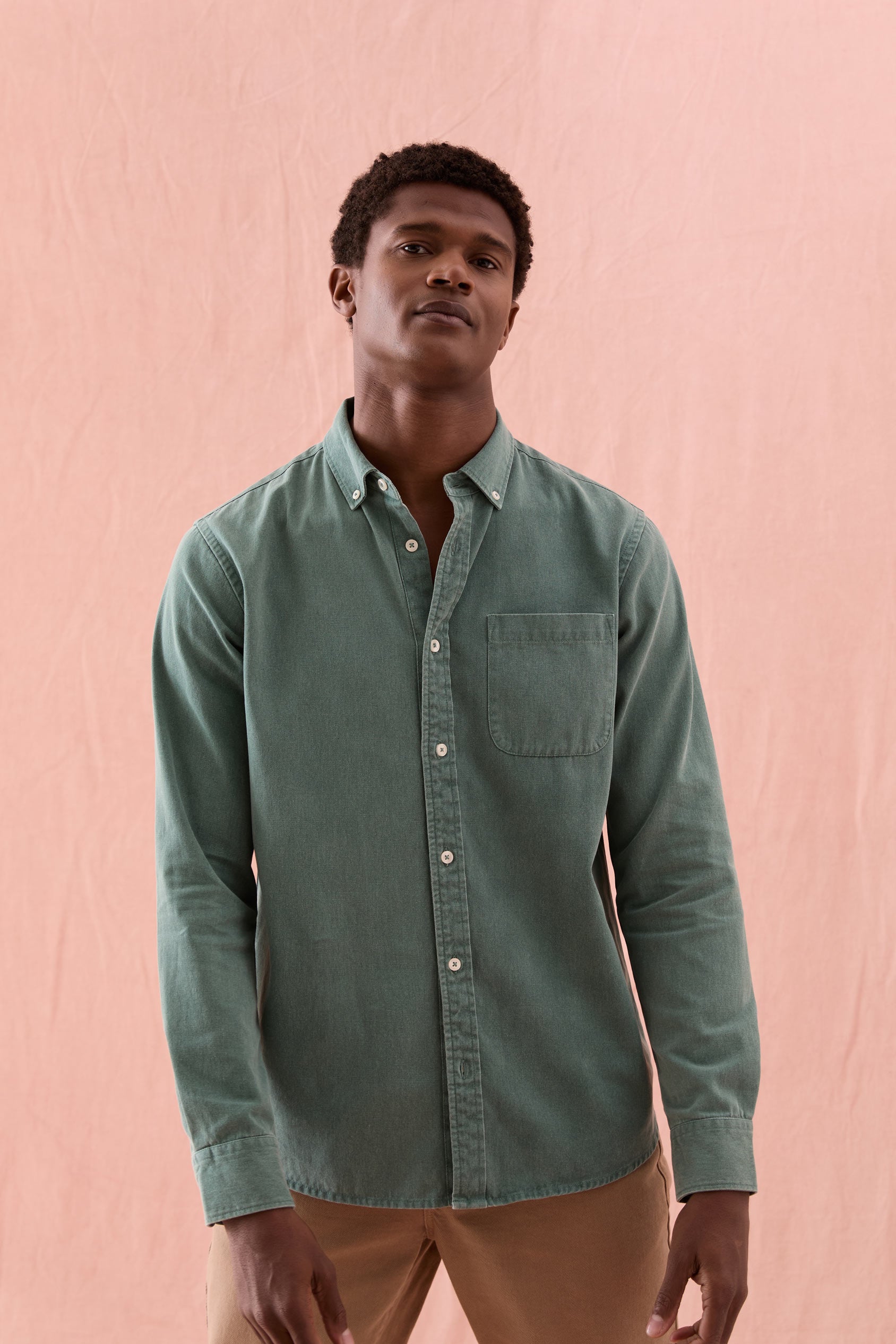 Broadleaf Washed Emerald Men’s Twill Shirt | Beaufort & Blake