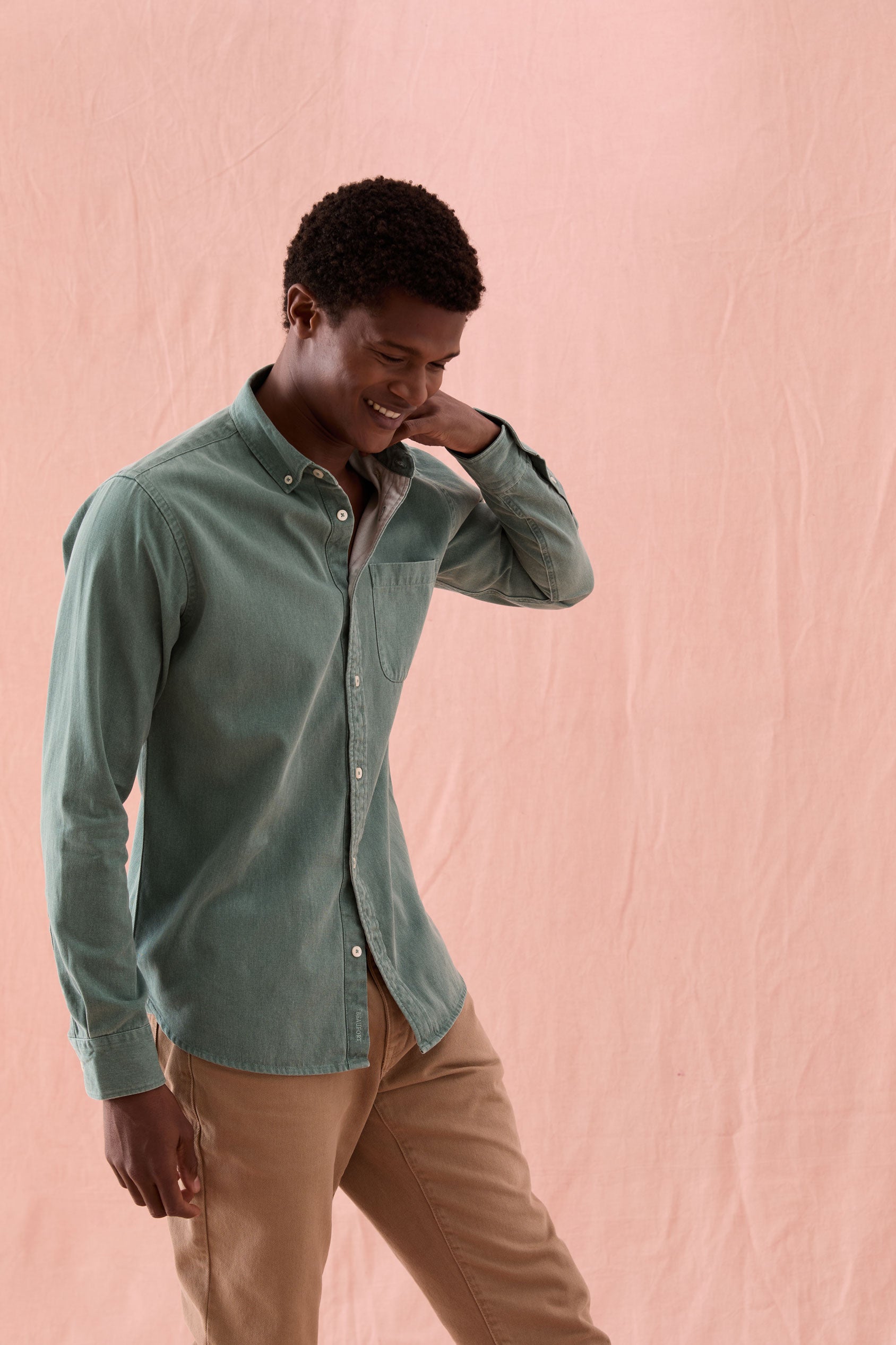 Broadleaf Washed Emerald Men’s Twill Shirt | Beaufort & Blake