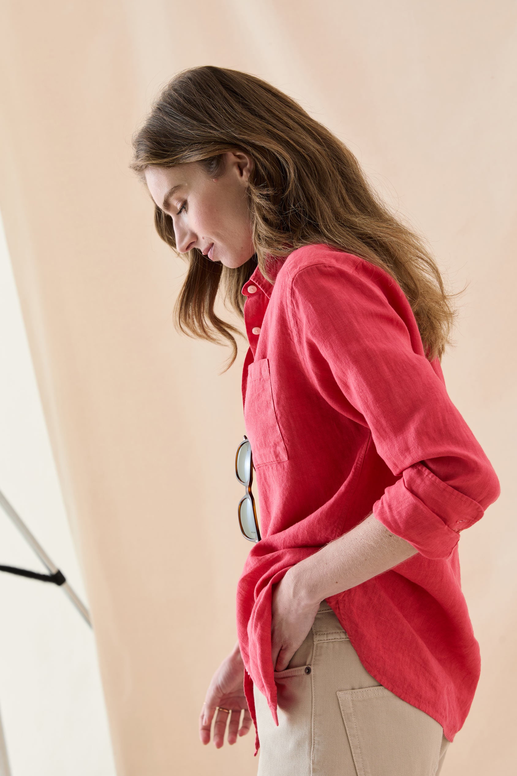 Women's Burley Shirt 100% Linen in Red Beaufort & Blake