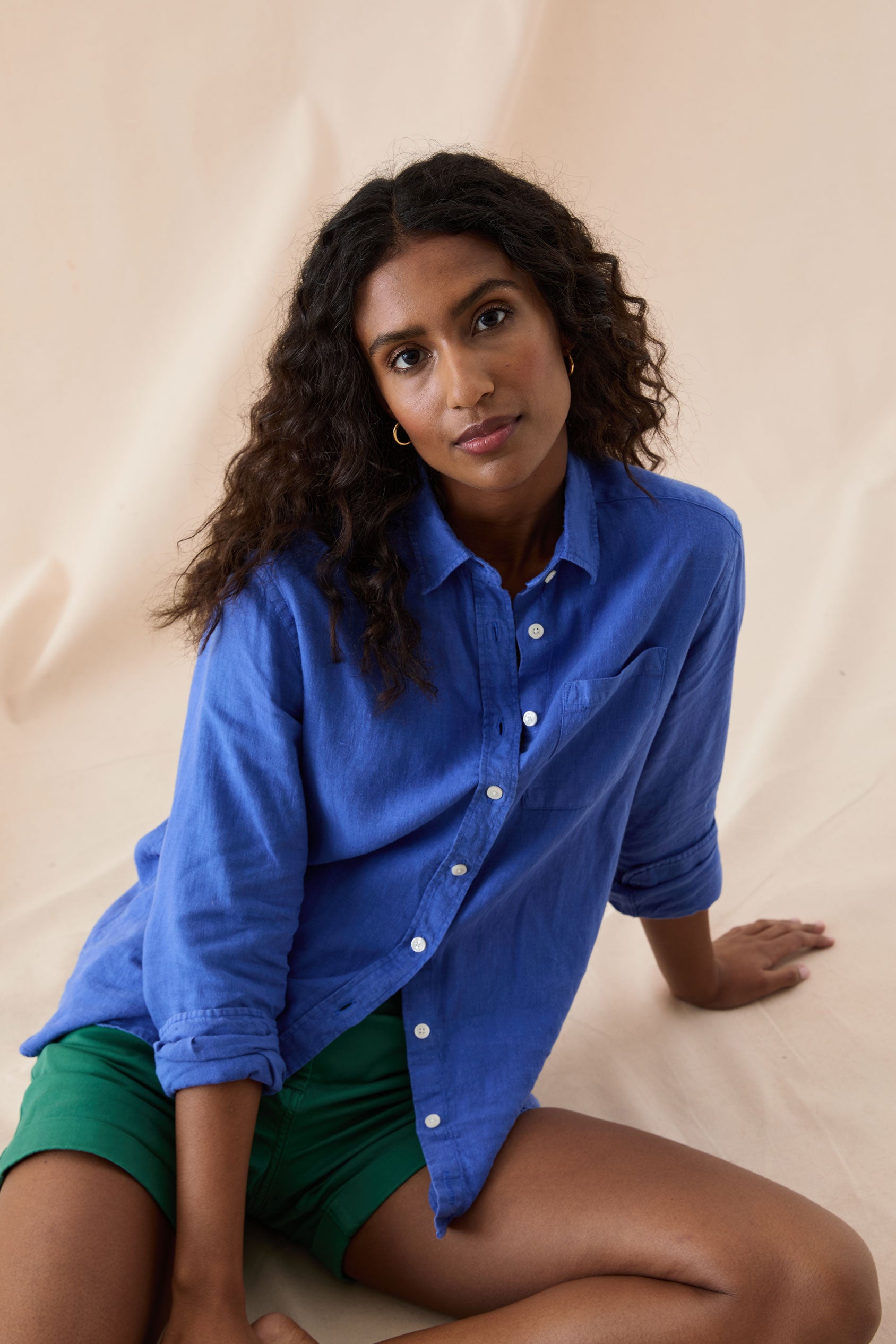 Burley Washed Cobalt Linen Shirt