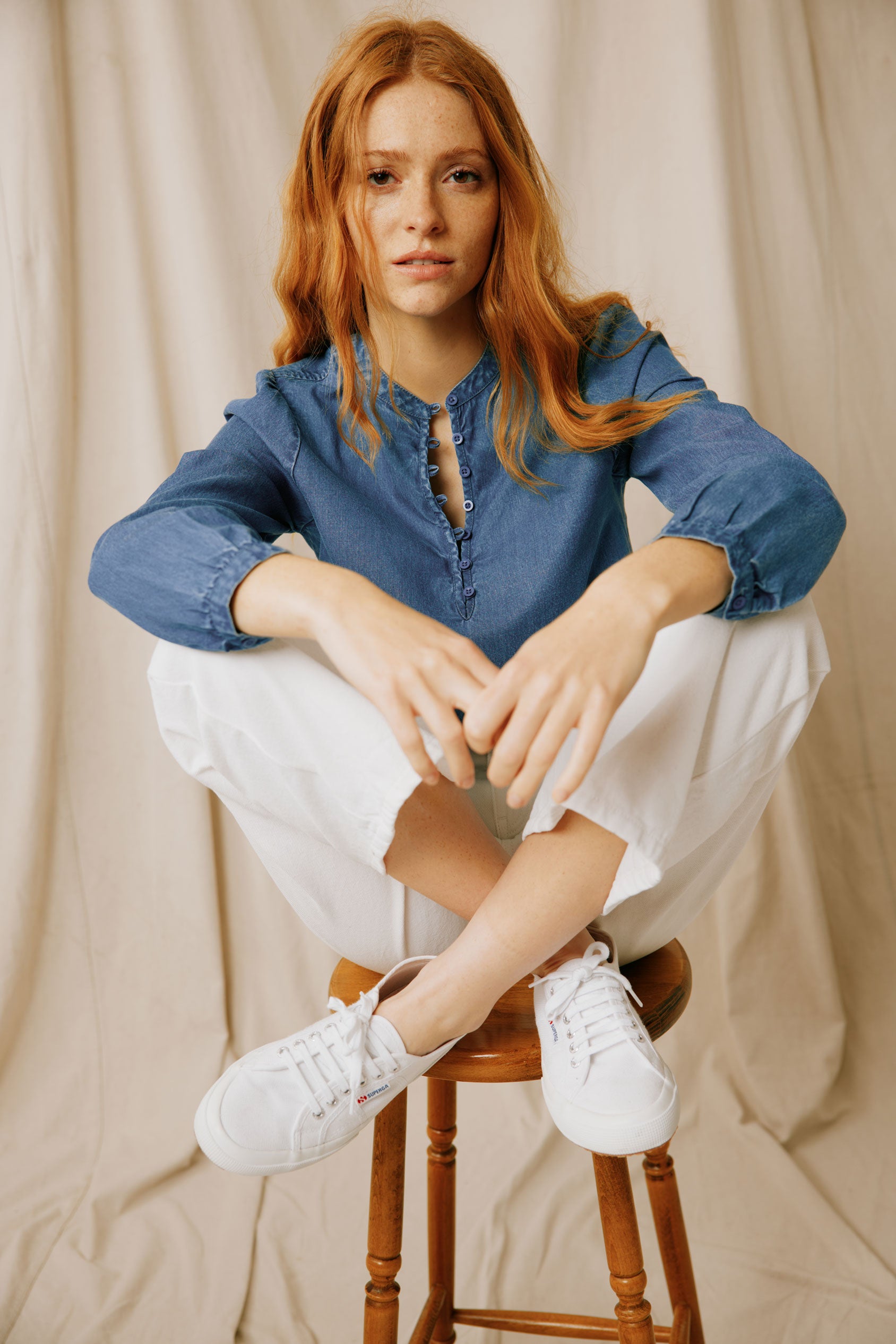 Coniston Mid Wash Denim Nehru Shirt