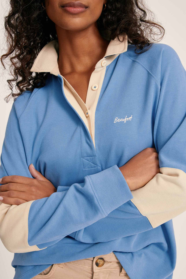 Women's Ennis Colourblock Rugby in Blue Beaufort & Blake