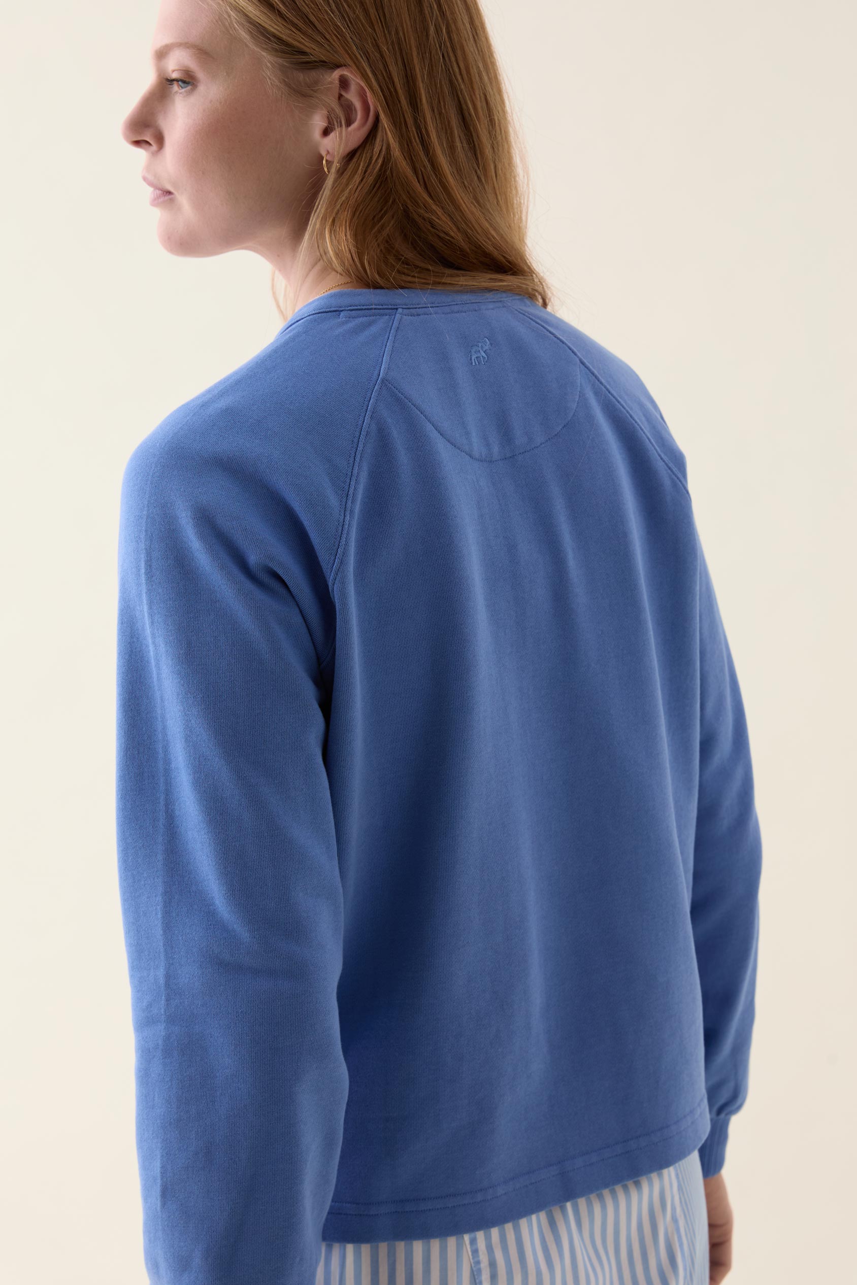 Women's Hadlow Henley Sweat 100% Cotton in Blue Beaufort & Blake