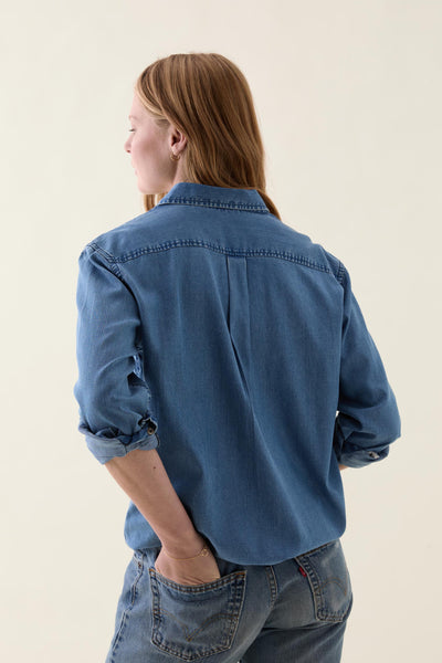 Women's Keymar Popover Top Tencel Cotton Blend in Blue Beaufort & Blake