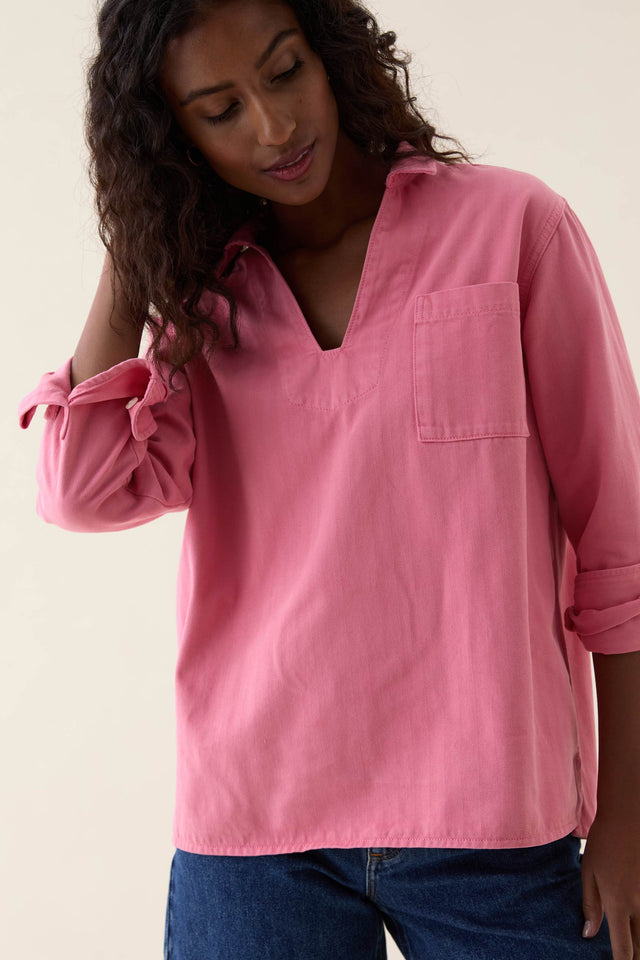 Women's Mayfield Deck Shirt 100% Cotton in Pink Beaufort & Blake