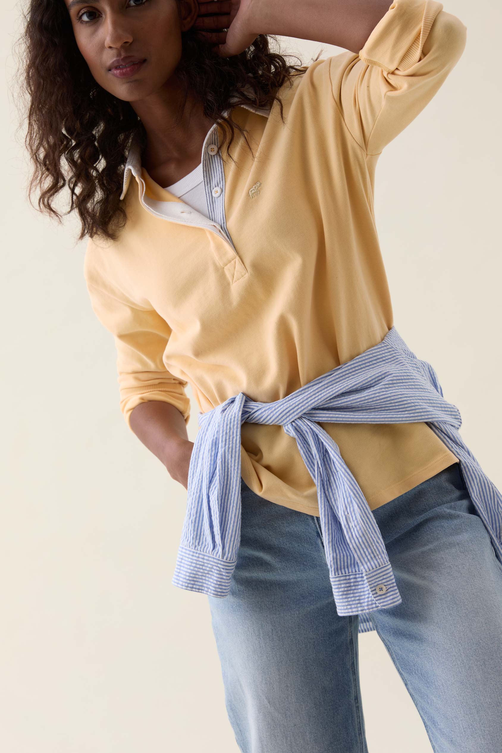 Women's Mickleham Yellow Rugby Shirt 100% Cotton in Yellow Beaufort & Blake