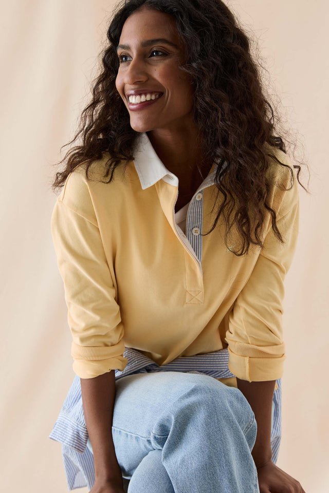 Women's Mickleham Yellow Rugby Shirt 100% Cotton in Yellow Beaufort & Blake