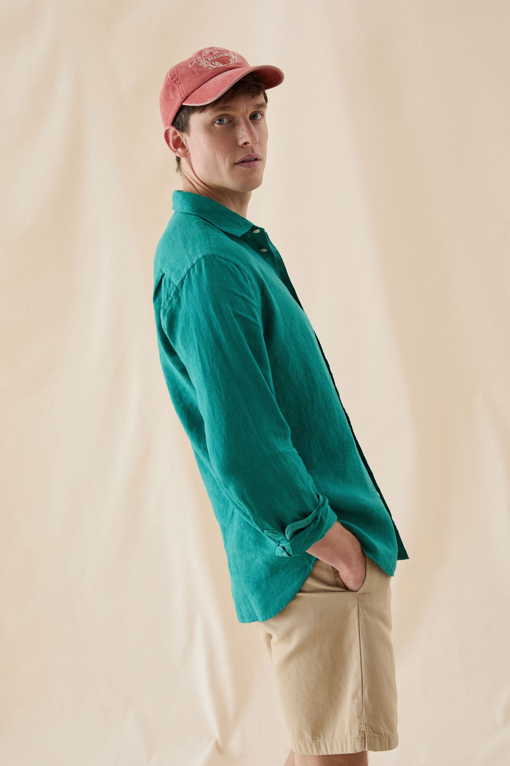 Upton Emerald Garment Dye Linen Shirt